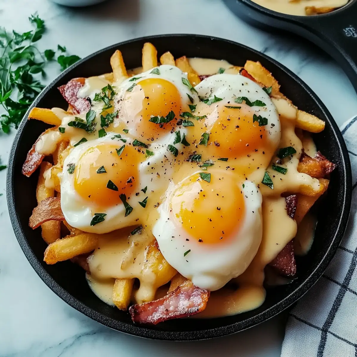Irresistible Breakfast Poutine with Creamy Hollandaise Sauce