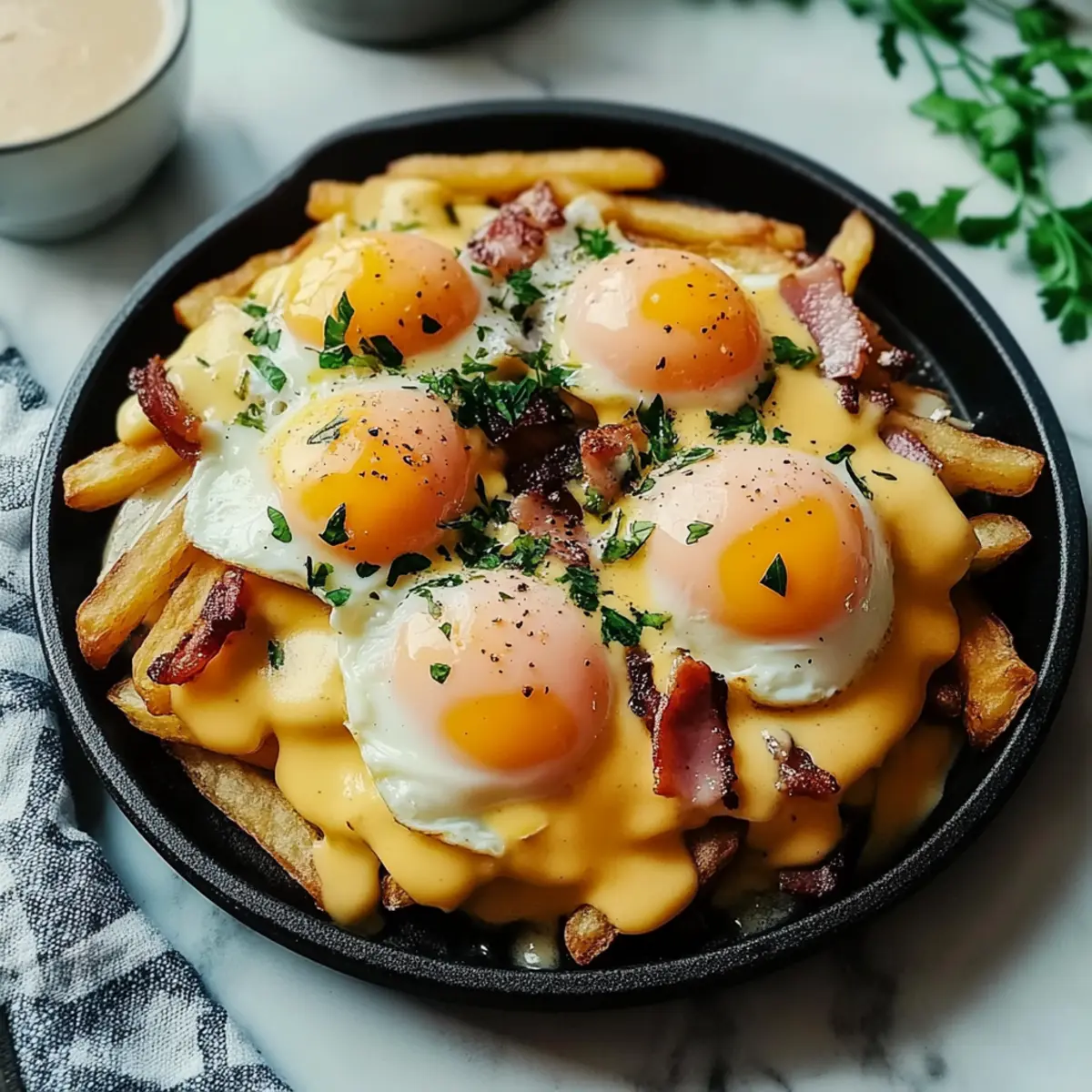 Irresistible Breakfast Poutine with Creamy Hollandaise Sauce