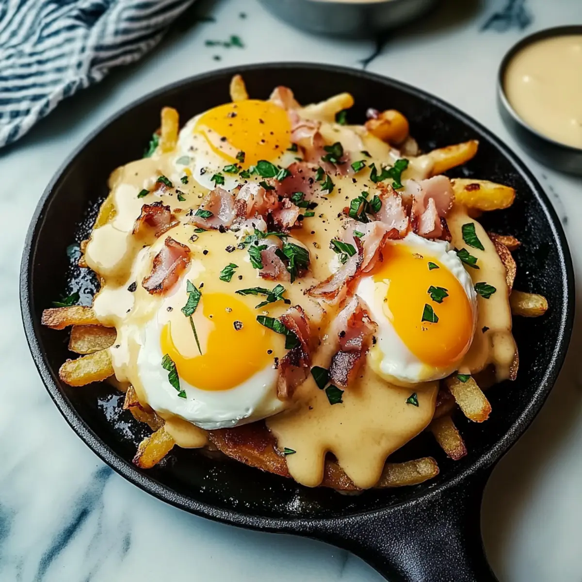 Irresistible Breakfast Poutine with Creamy Hollandaise Sauce
