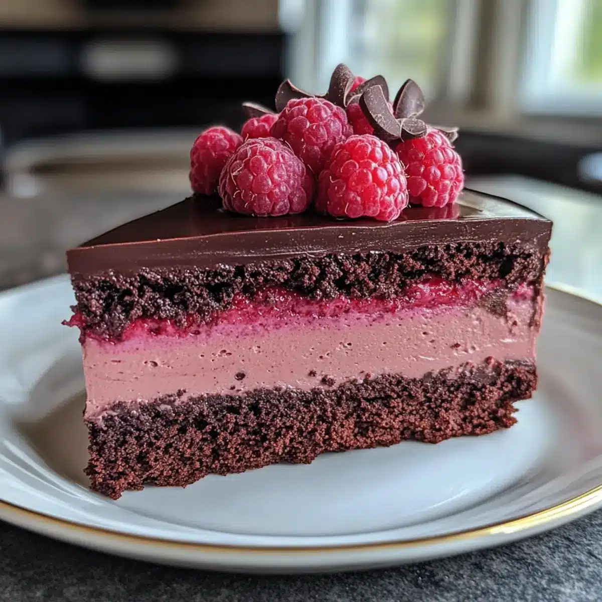 Irresistible Dark Chocolate Raspberry Mousse Cake Recipe