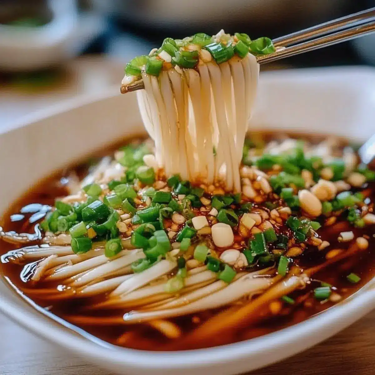 Irresistible Enoki Mushrooms with Garlic & Scallion Sauce